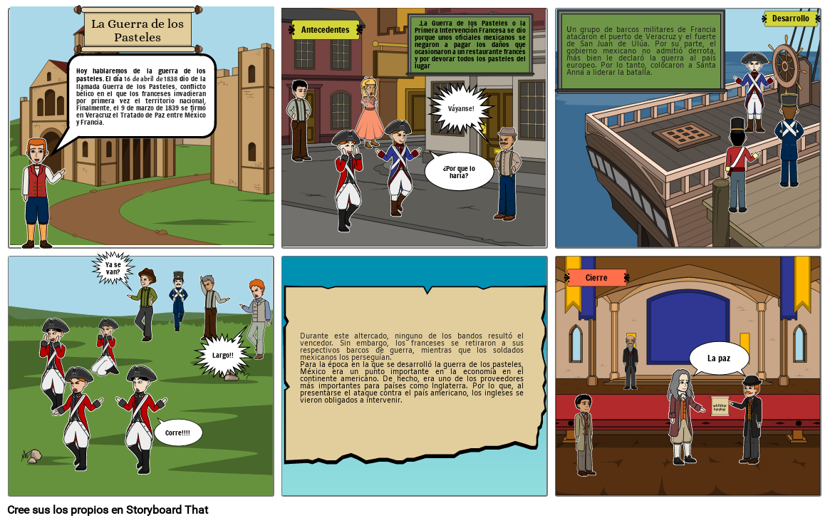 Historieta de la guerra de los pasteles Storyboard