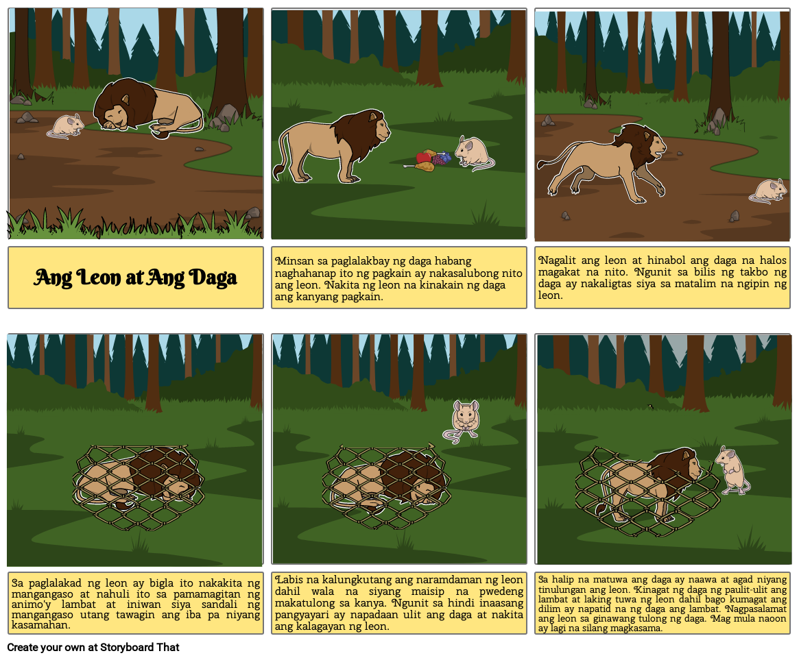 Ang Leon at ang Daga Storyboard por 8ce0aa4e