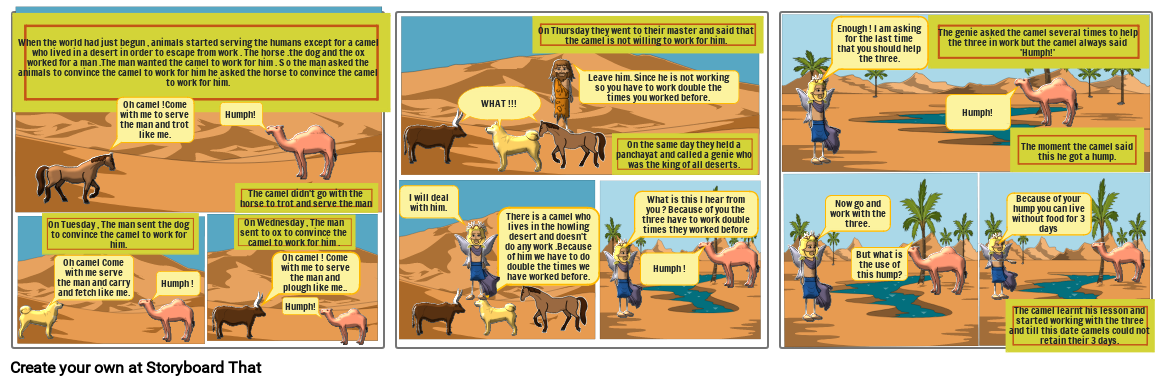 HOW THE CAMEL GOT ITS HUMP ( COMIC ) Storyboard
