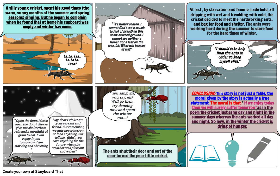 The Ant and Cricket comic strip Storyboard by 98259584