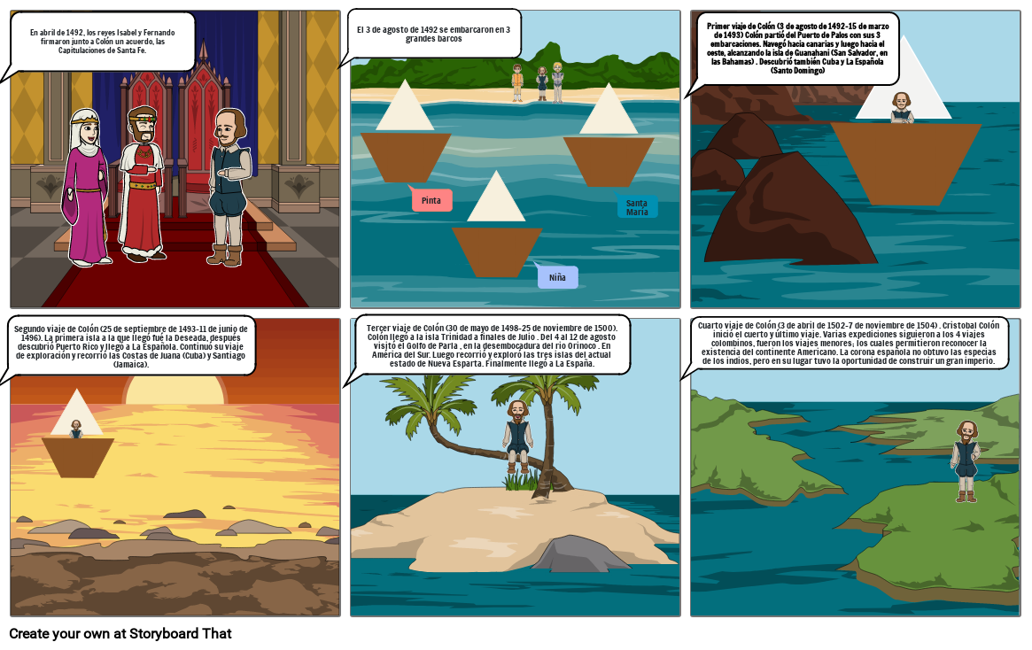 Historieta sobre la historia de Cristóbal Colón