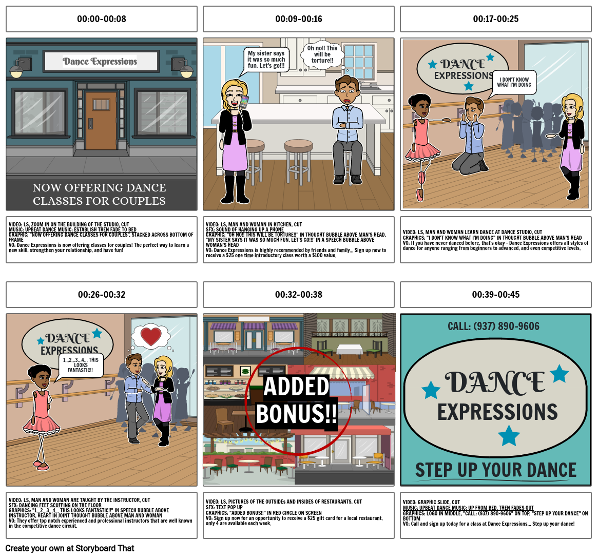 Dance Studio TV Spot Storyboard par 9af0b94f