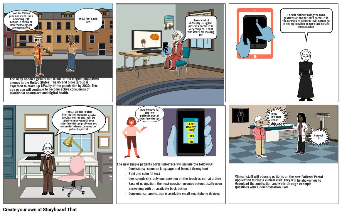 StoryBoard on Solving Interface Issues in Older Adults