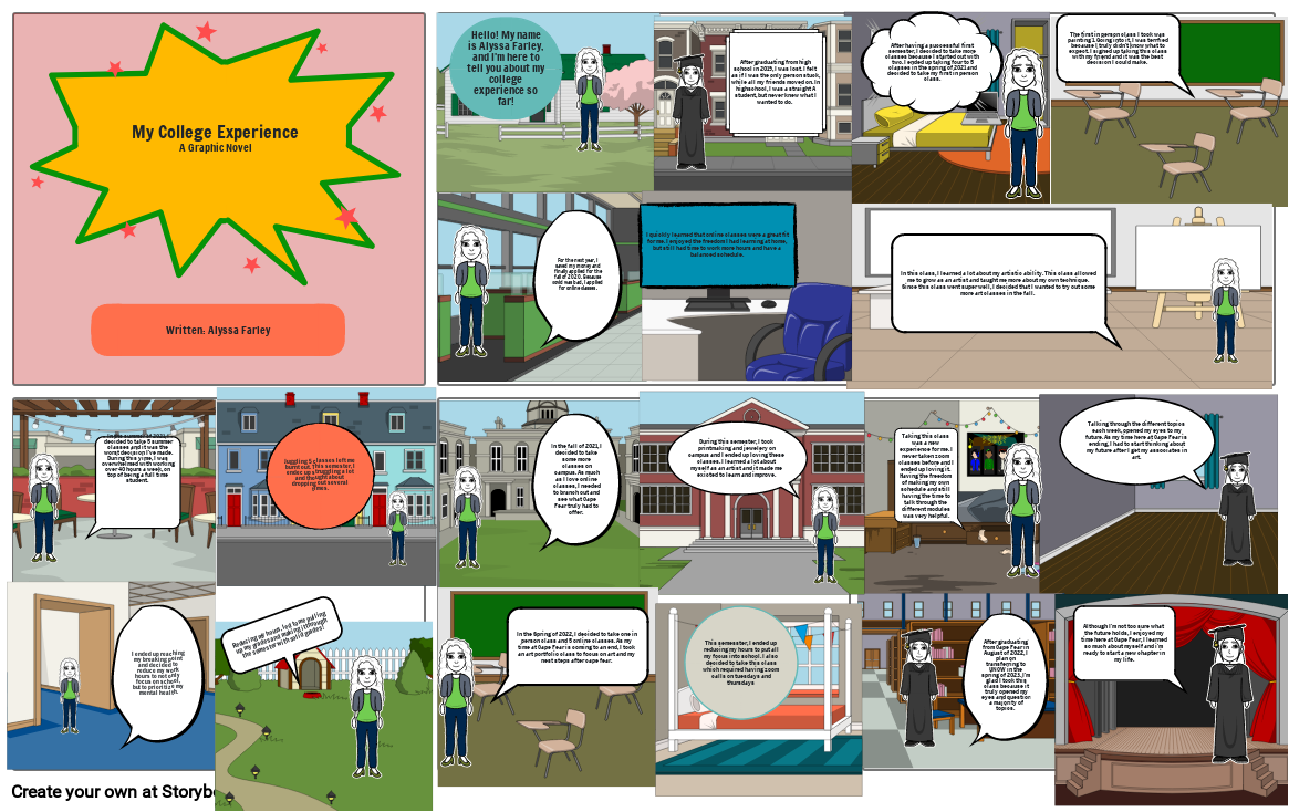 My College Experience! Storyboard by 9cad2581