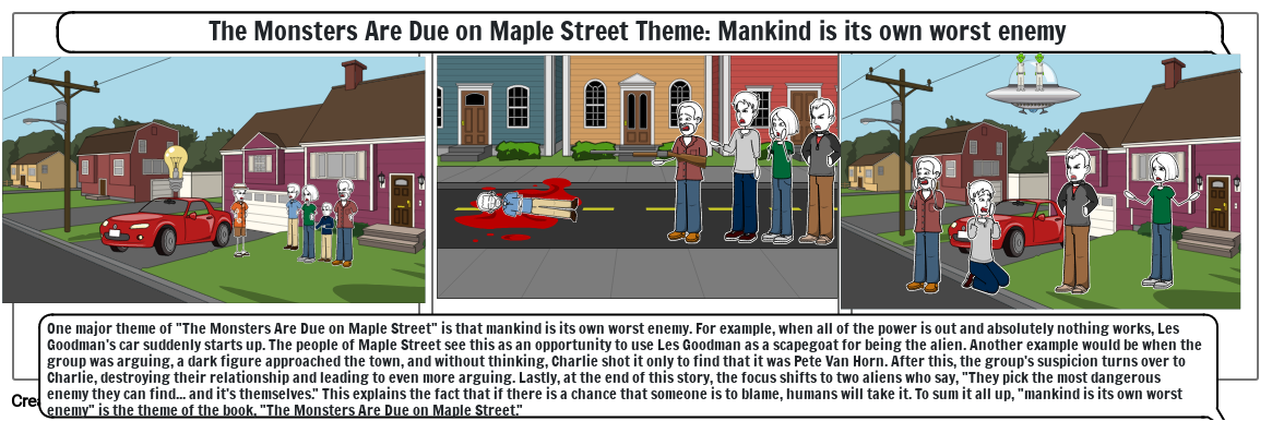 The Monsters Are Due on Maple Street Theme Storyboard