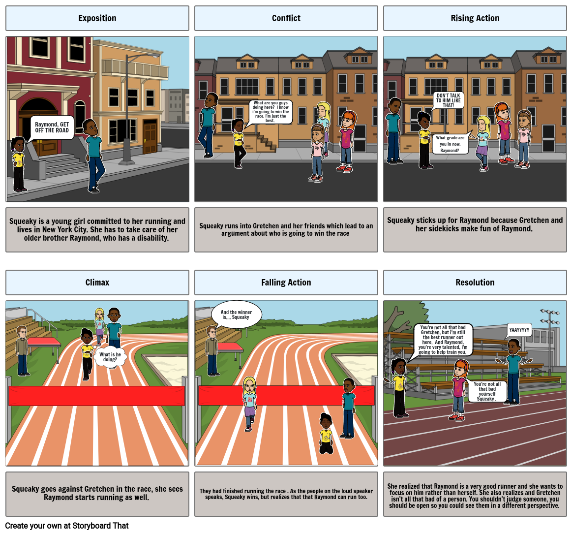 Raymond's Run Storyboard by a411dbf3