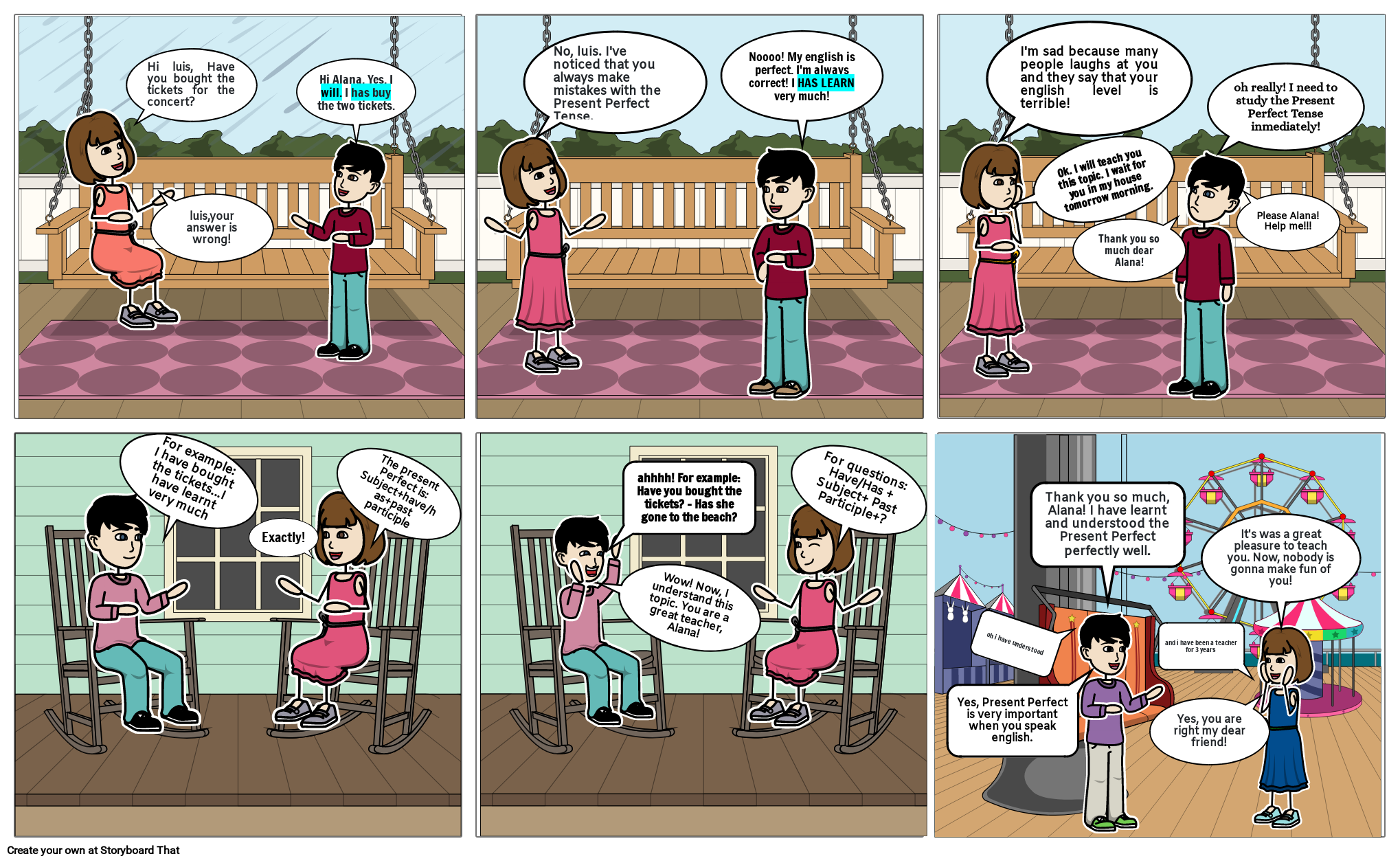 present perfect Storyboard por a46fa6c1