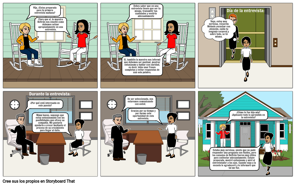 La Primera Entrevista de Melanie Storyboard por a808929b