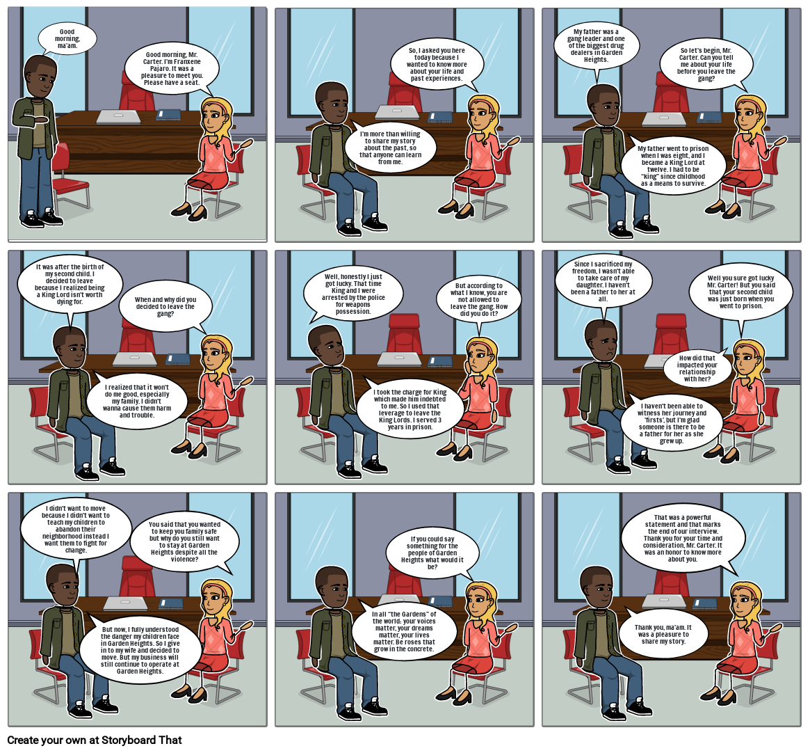 Literary Interview Storyboard por a8908374