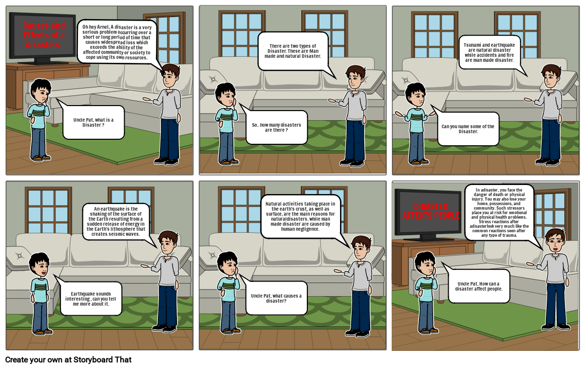 Causes and effects of a disaster/ Storyboard by a958d2cd