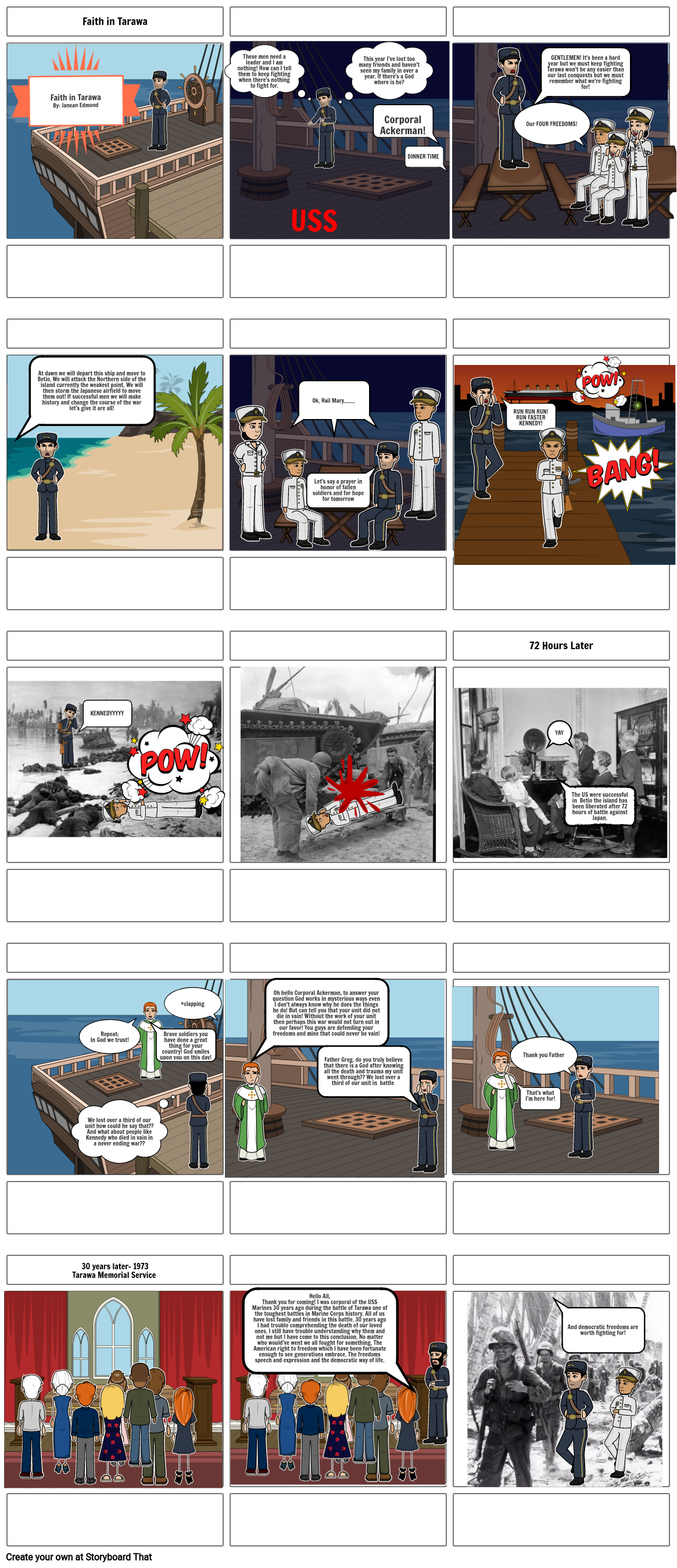 Faith in Tarawa graphic novel project Storyboard