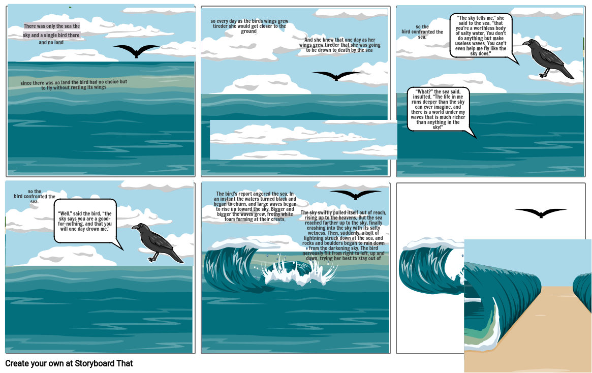 the sky sea and bird Storyboard por aadilah01