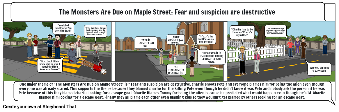 The Monsters Are Due On Maple Street Theme Storyboard