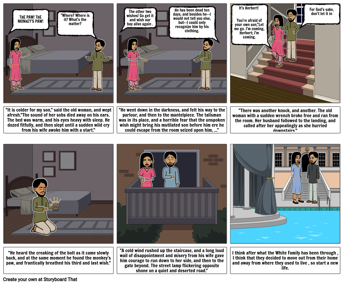 The Monkey's Paw Comic Storyboard by adrianahernandez