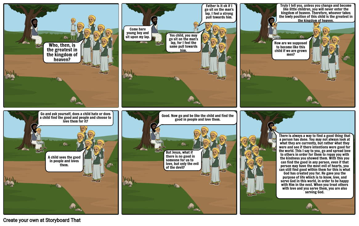 The Teaching of the Child to the Disciples Storyboard