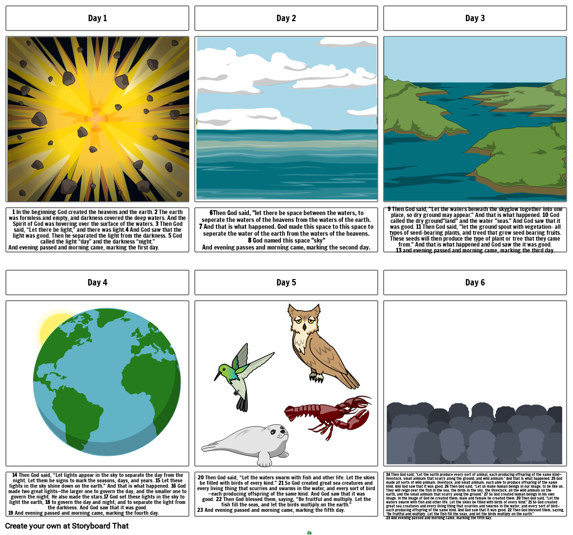 The Creation Of The Earth Storyboard By Alicef23