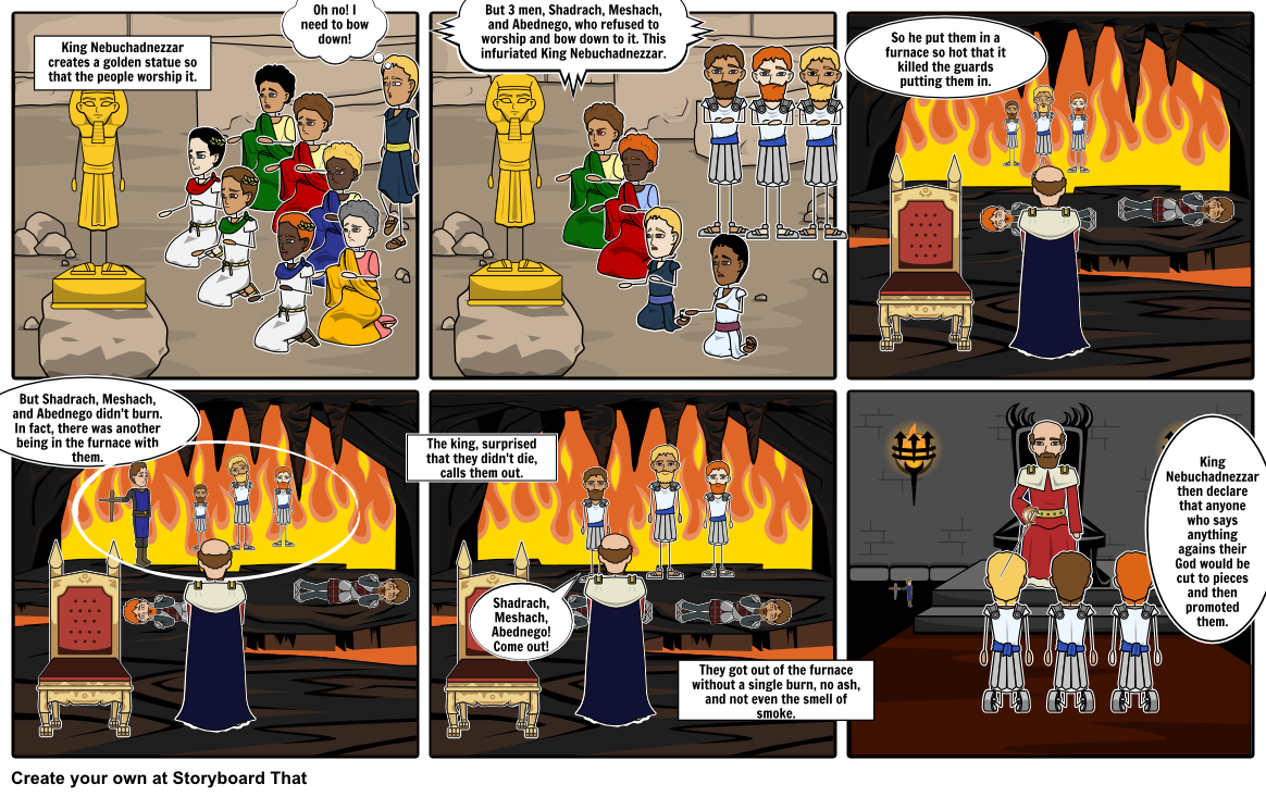 The Fiery Furnace and The Golden Statue Storyboard