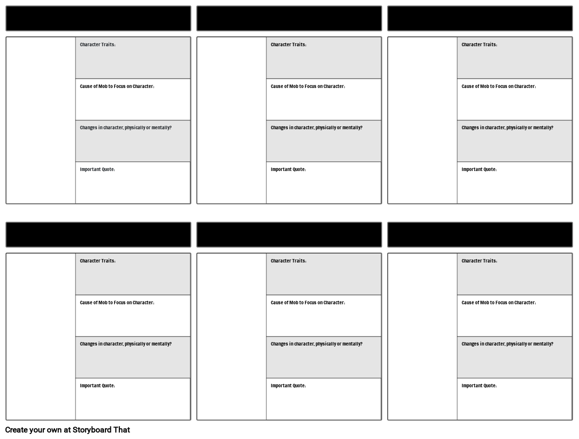 Monsters on Maple Street Character Card Template