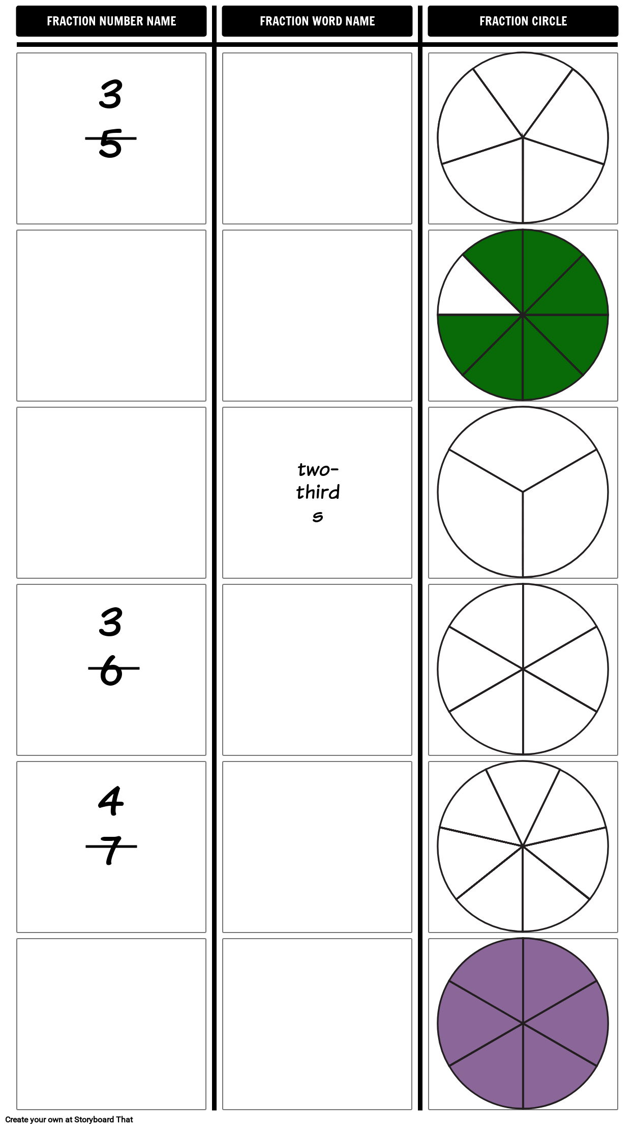 Fraction Patterns Storyboard Av Anna Warfield Gambaran