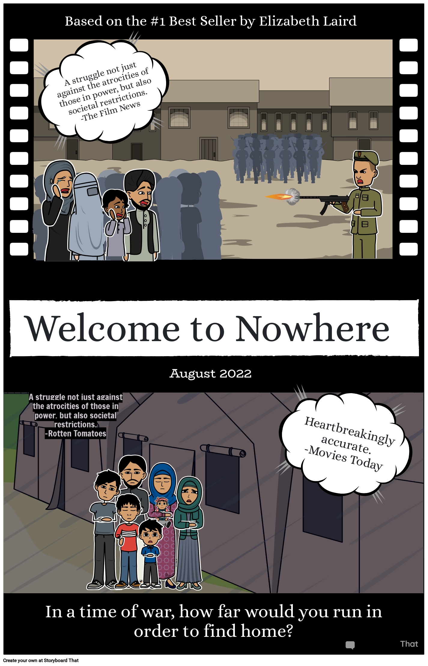 مرحبًا بكم في ملصق فيلم Nowhere Movie Poster Storyboard