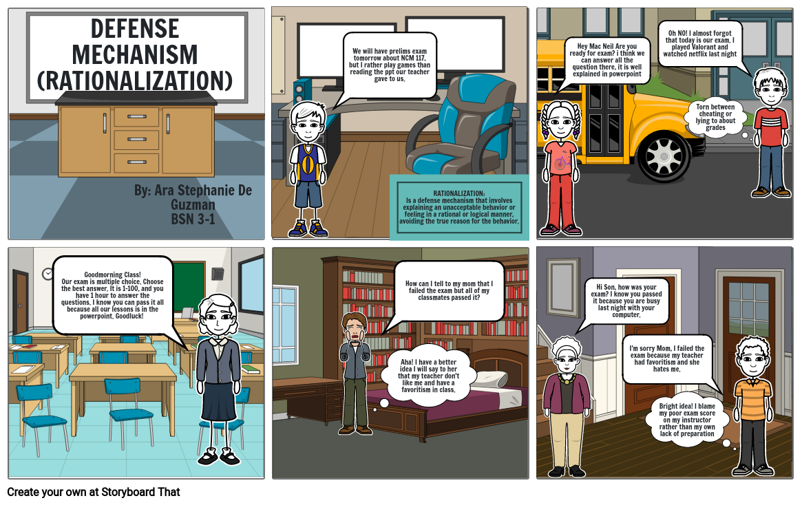 Defense Mechanism (Rationalization) Storyboard