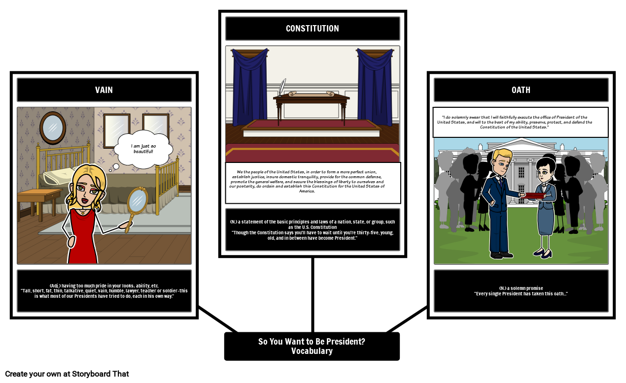 So You Want to Be President? - Vocabulary Storyboard