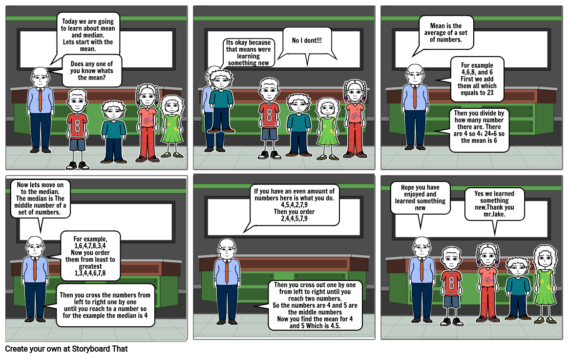 Math Mean and Median Storyboard por b1952590