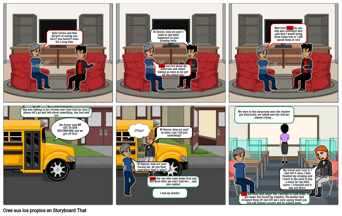 comic de gramar con el pasado progresivo Storyboard