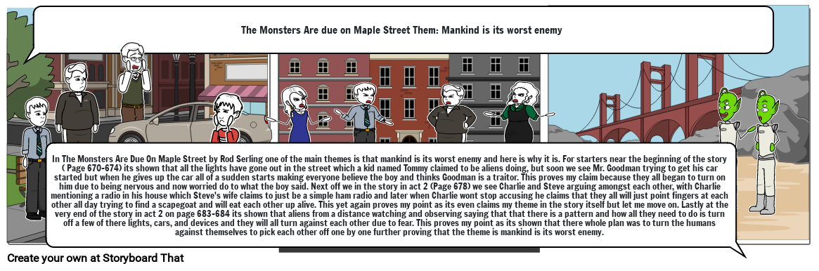 The Monsters are due on Maple Street Theme Storyboard