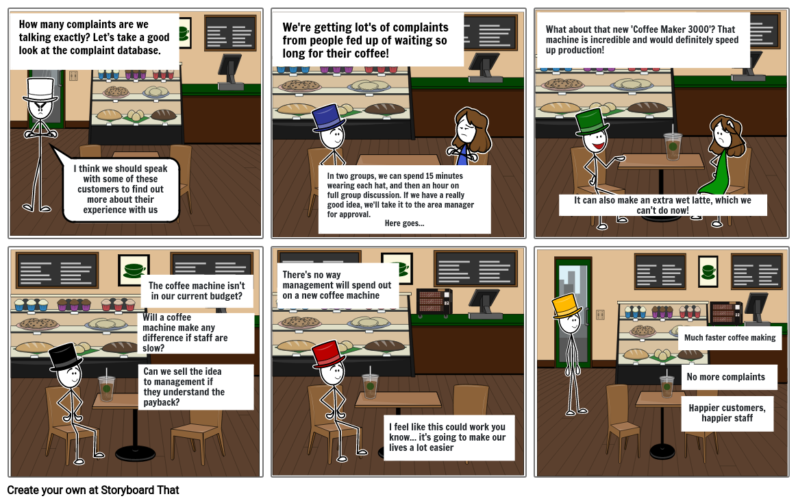 coffee shop solve their problem Storyboard par b584d7c0