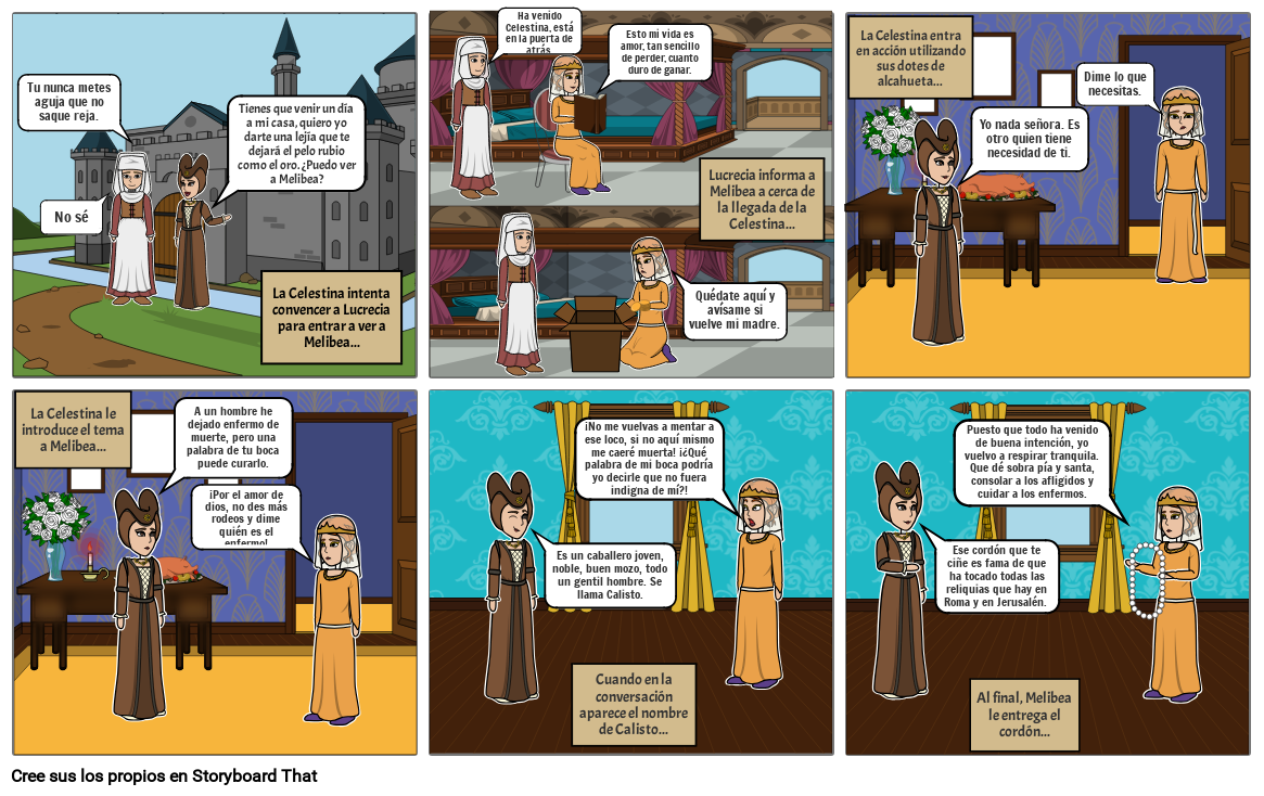 celestina intenta convencer a melibea Storyboard