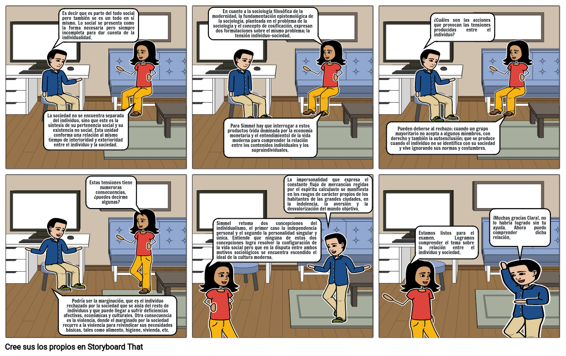 La relación del individuo y sociedad Storyboard