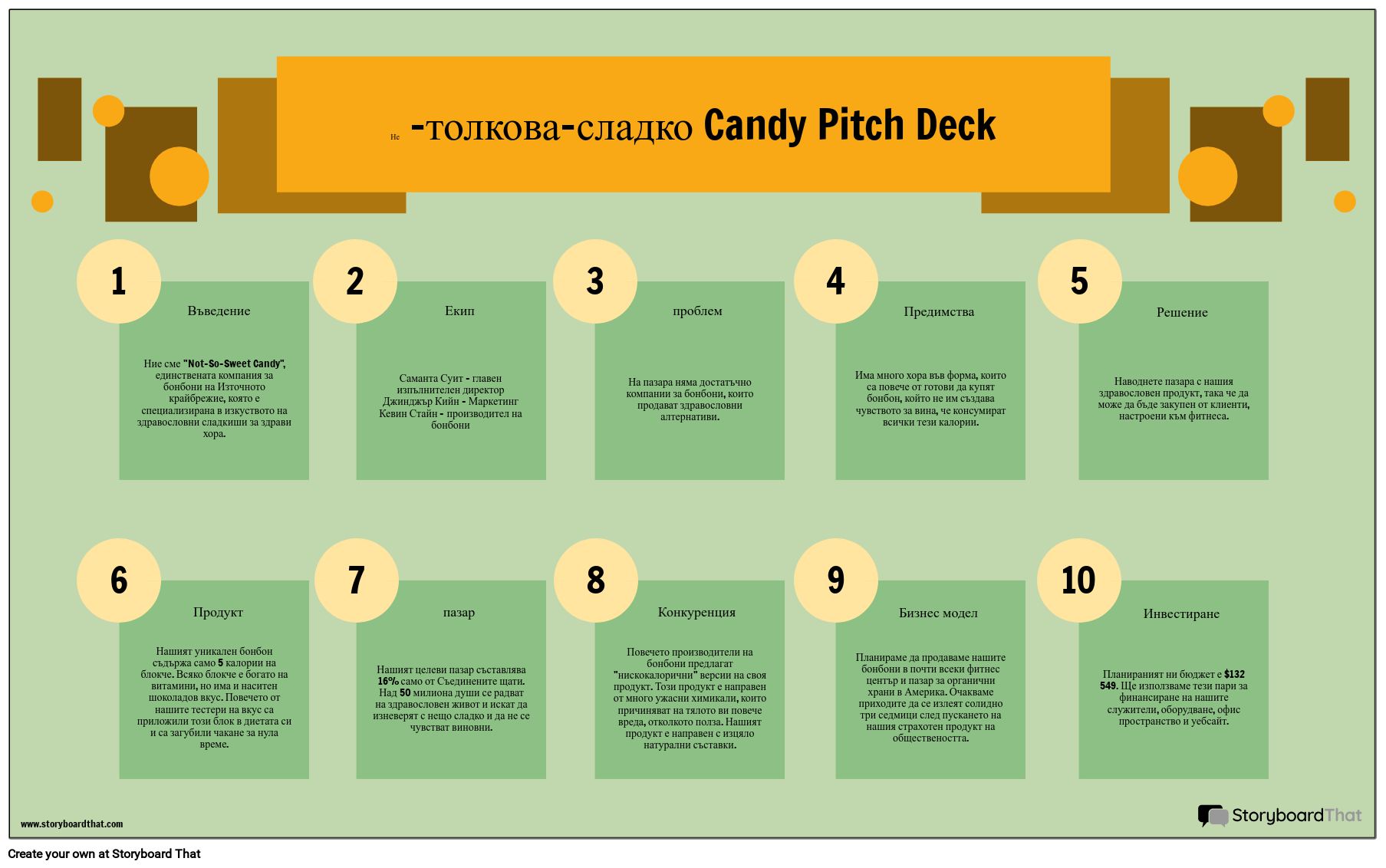 Пример за Информация за Pitch Deck Storyboard por bg-examples