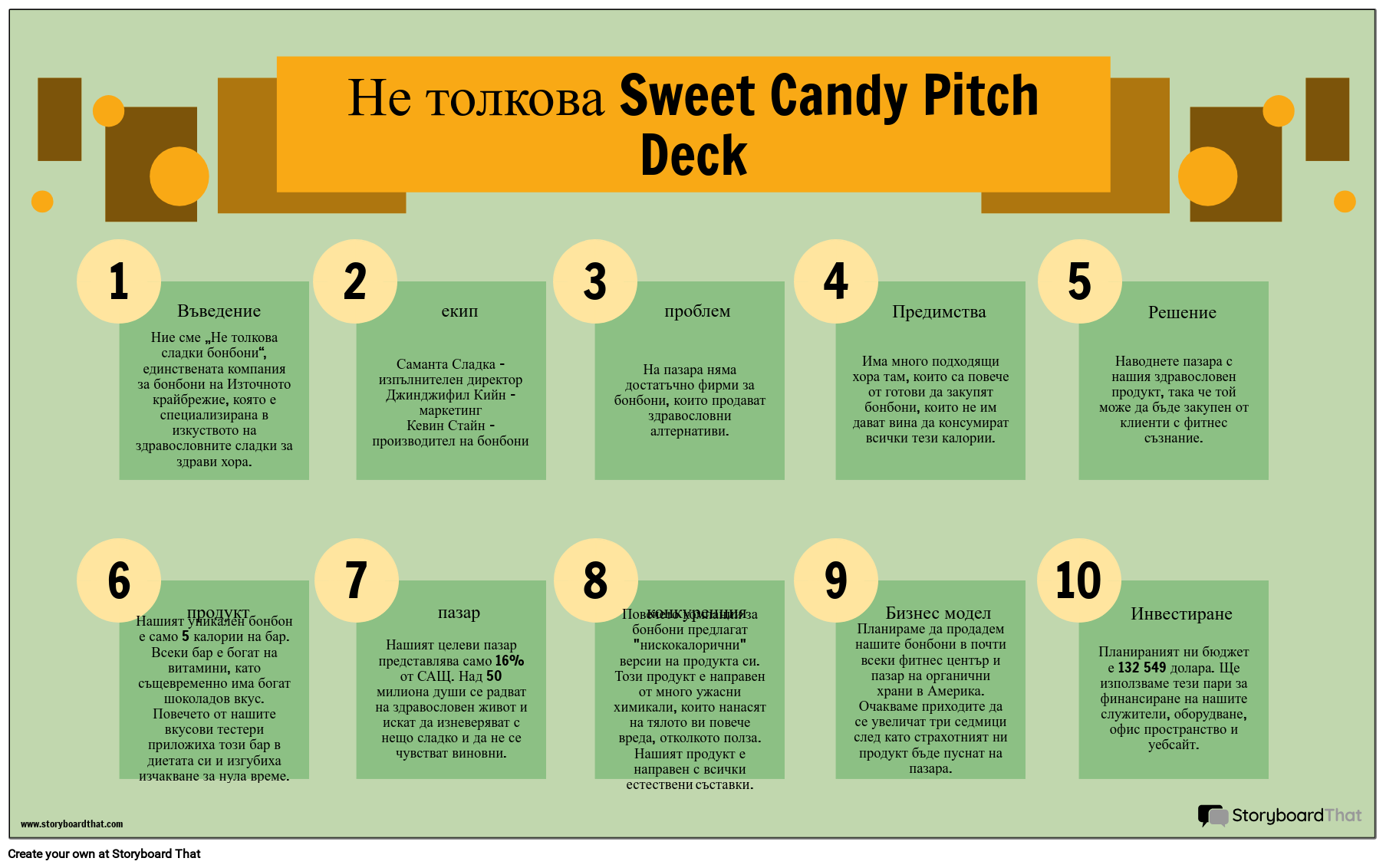 Примерна Информация за Pitch Deck Storyboard by bg-examples
