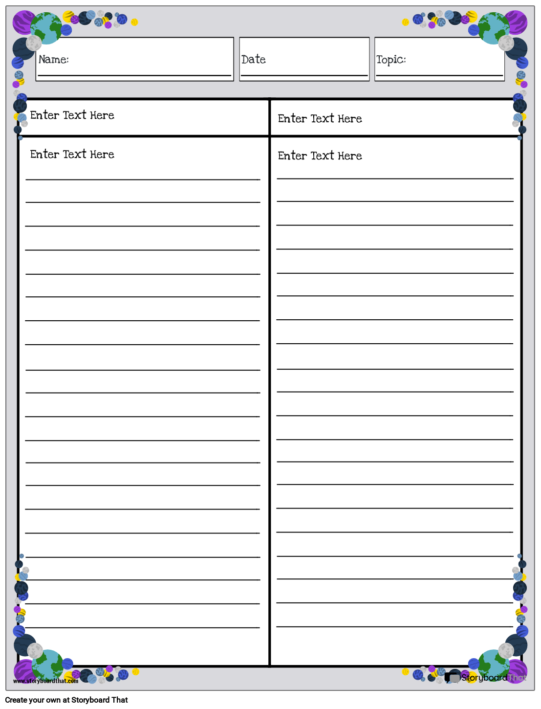 Cornell Notes Portrait Color 4 Storyboard por bg-examples