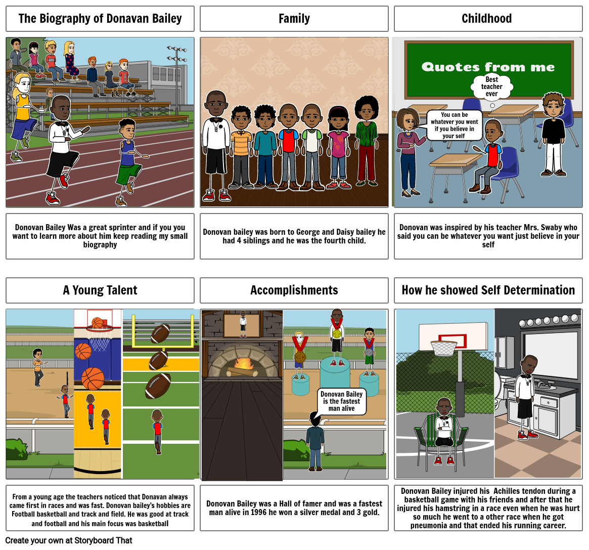 The bio of Donovan bailey Storyboard per brainyo123