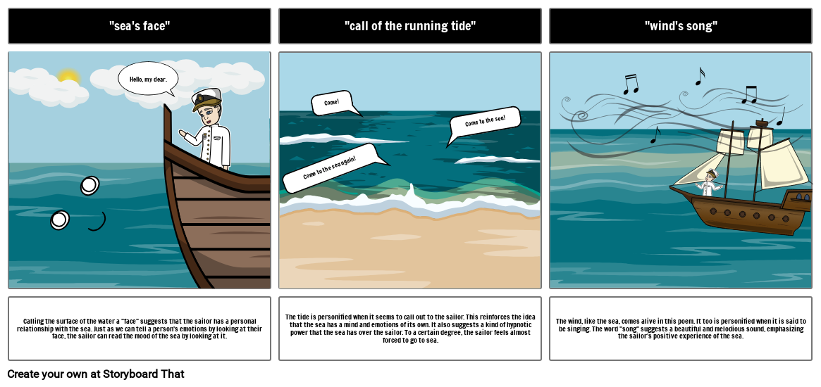 Sea Fever Figurative Language Storyboard by bridget-baudinet