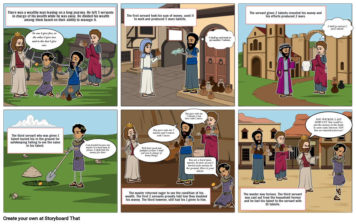 Parable Of The Talents Comic Strip Storyboard by c1530ba7