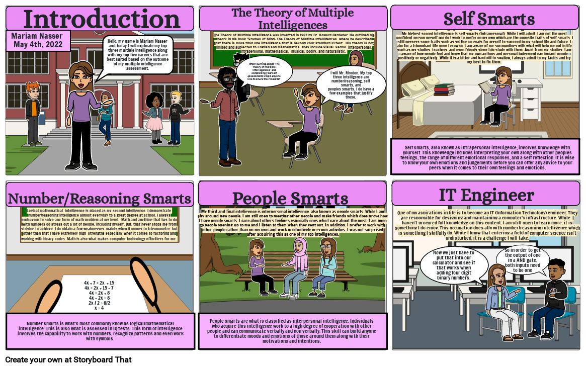 Multiple Intelligences Comic Strip Storyboard by c4cc4bed