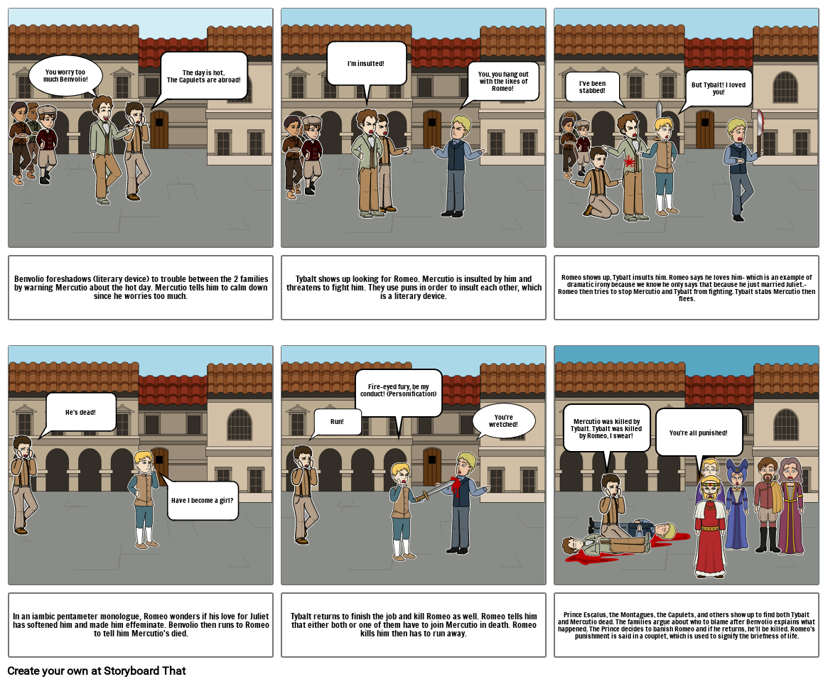 romeo and juliet act 3 scene 1 Storyboard por c627aef1
