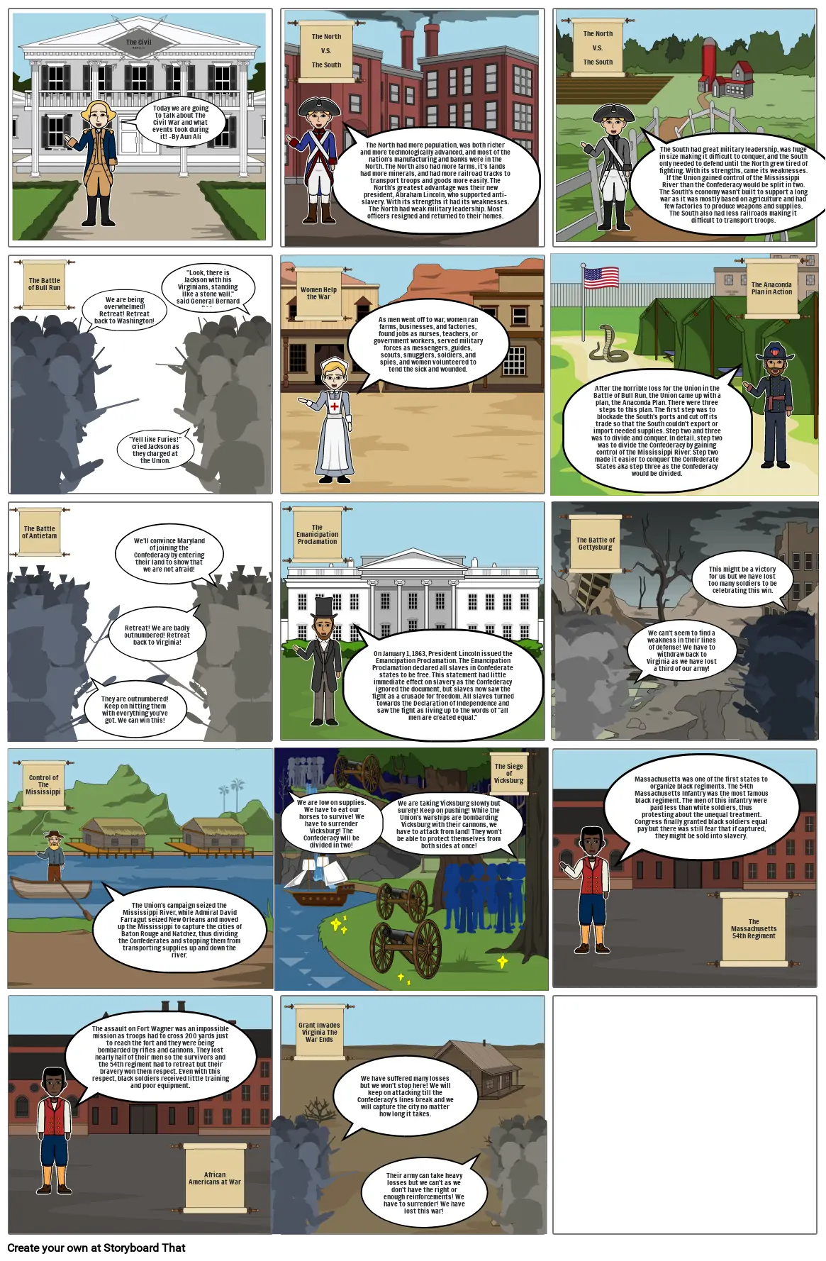 The Civil War - Comic Strip Project Storyboard