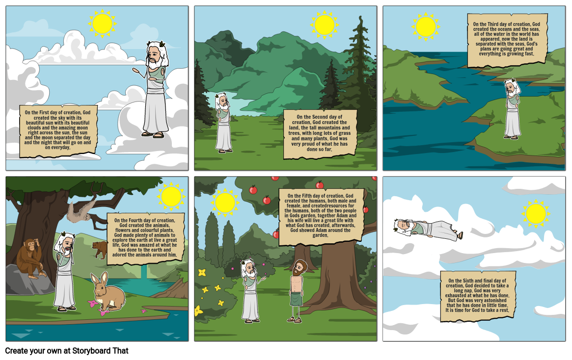 The story of creation Storyboard by ca12af9d
