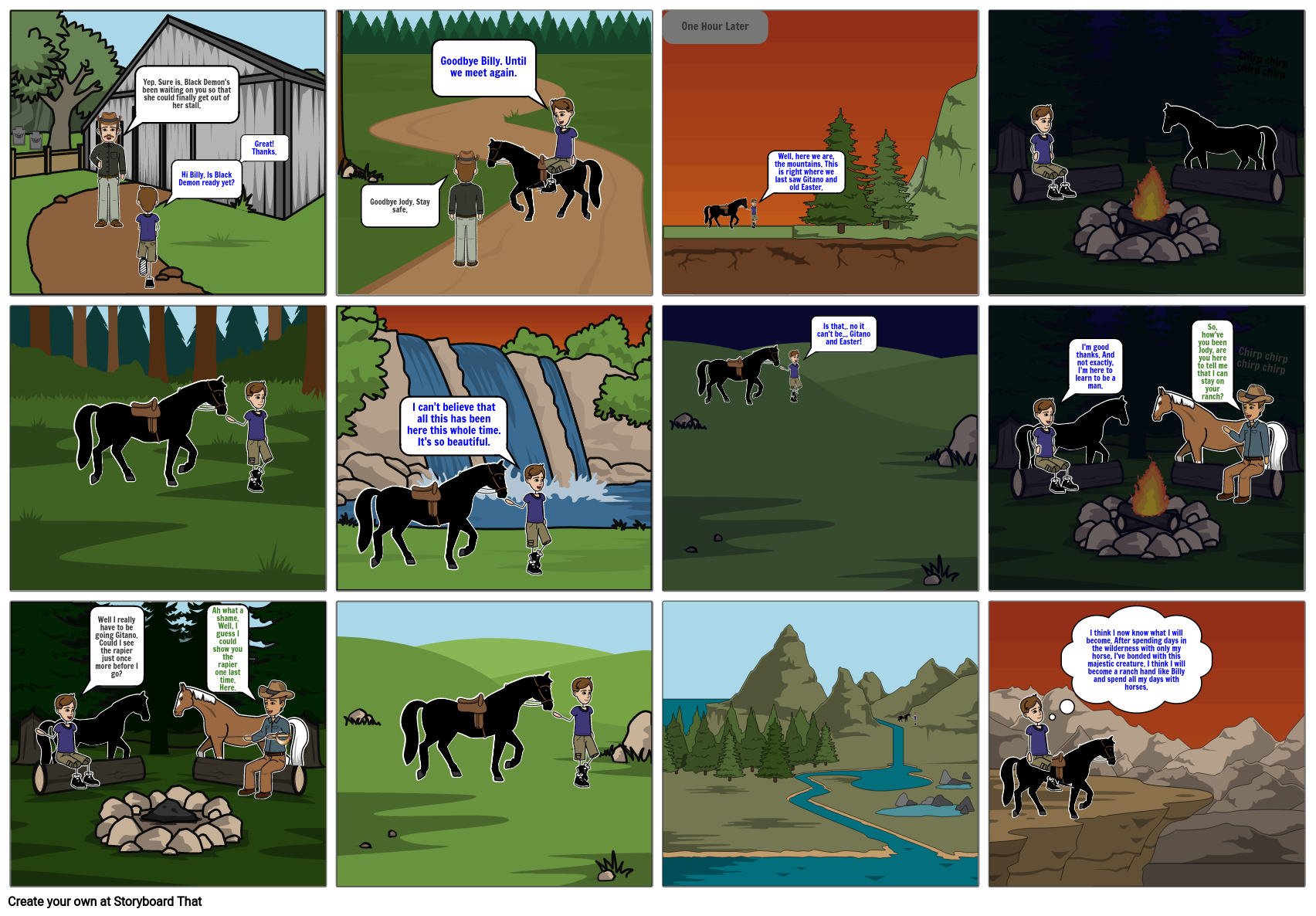 Chapter Five of The Red Pony: The Mountains Storyboard