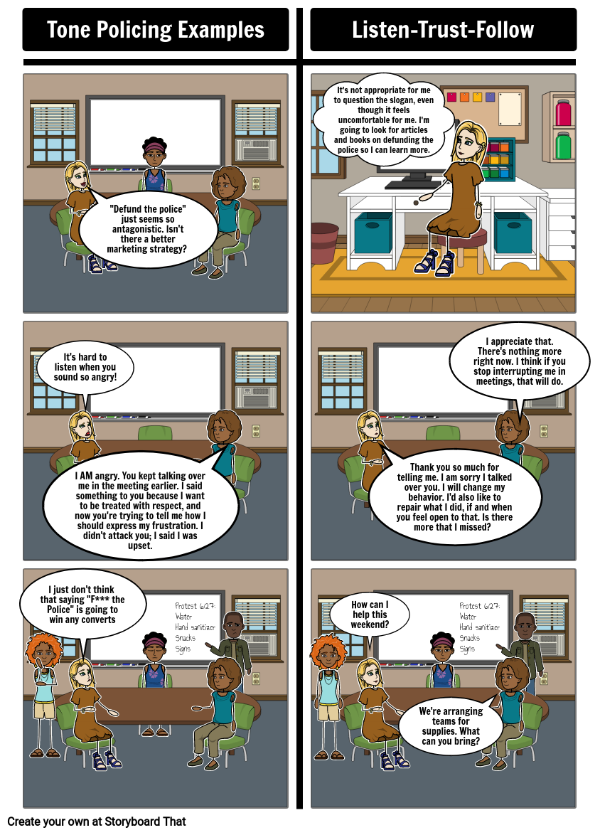 White women following Black women comic Storyboard