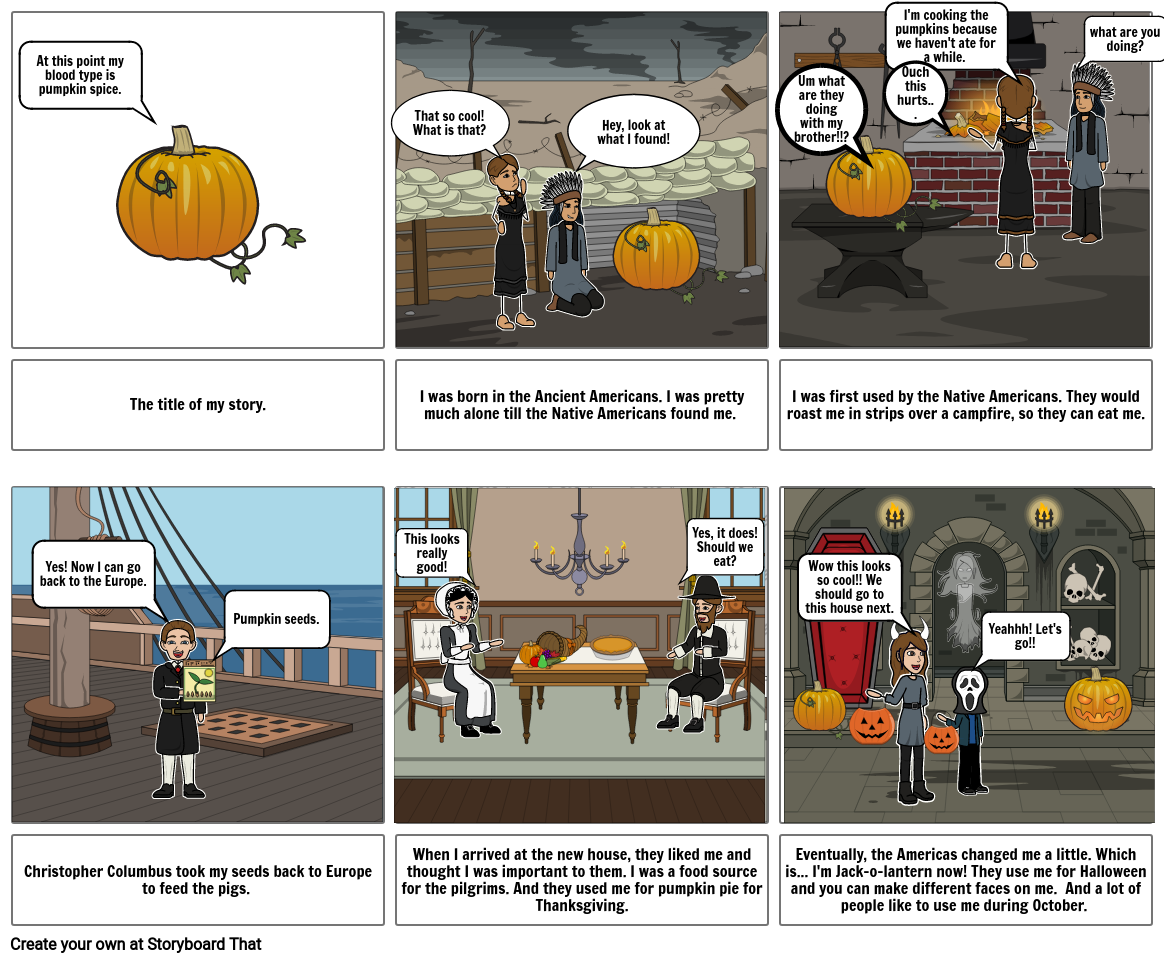 Columbian Exchange Comic Strip (Pumpkin) Storyboard