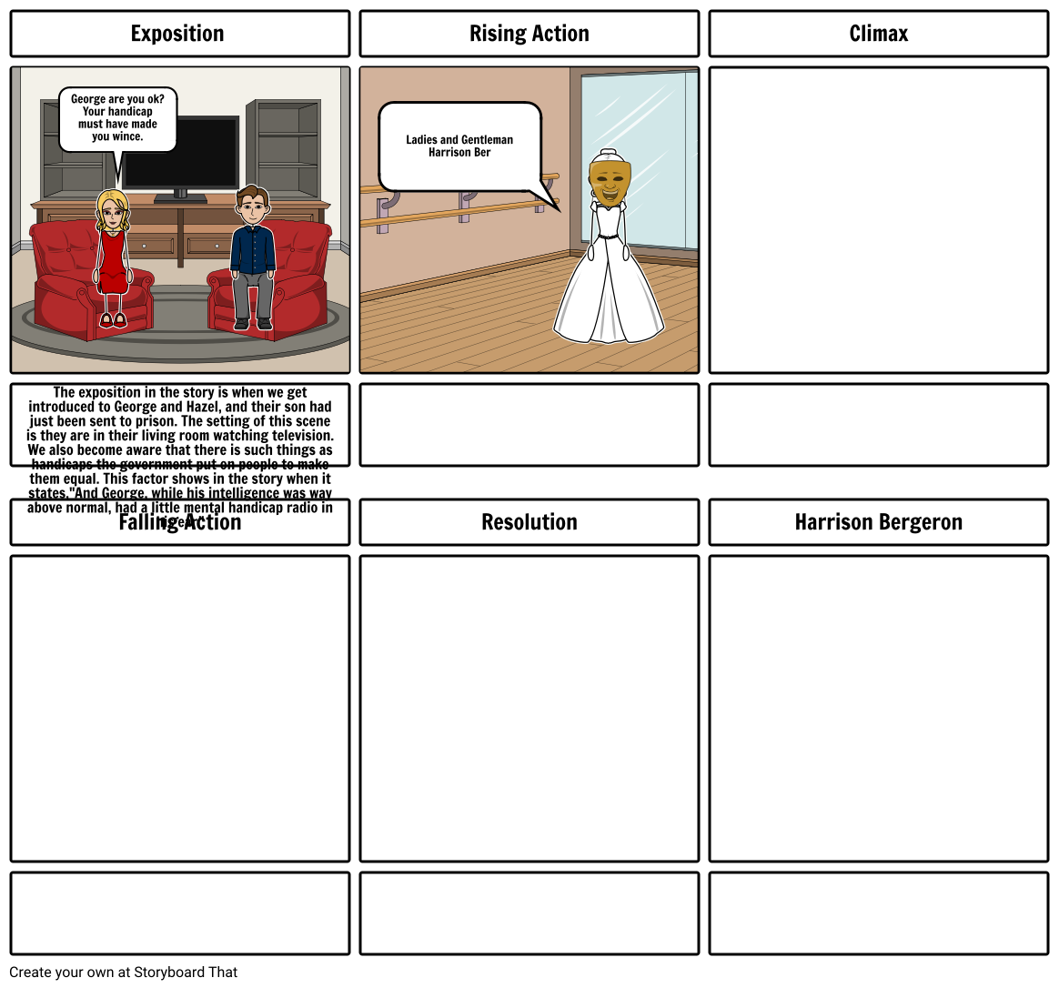 Harrison Bergeron StoryBoard Comic Strip Kaitlyn Rodriguez harrison-bergeron-storyboard-comic-strip-kaitlyn-rodriguez