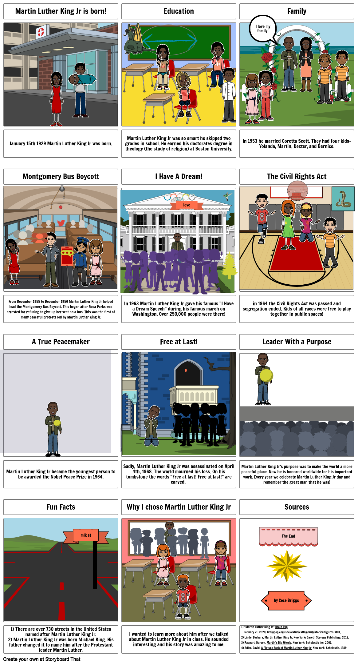 Martin Luther King Jr Storyboard por cecembriggs