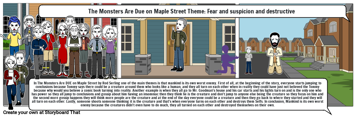 The monsters are due on maple street Storyboard