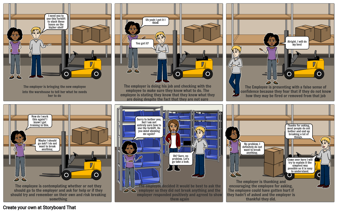 Workplace Safety - Asking Questions Storyboard