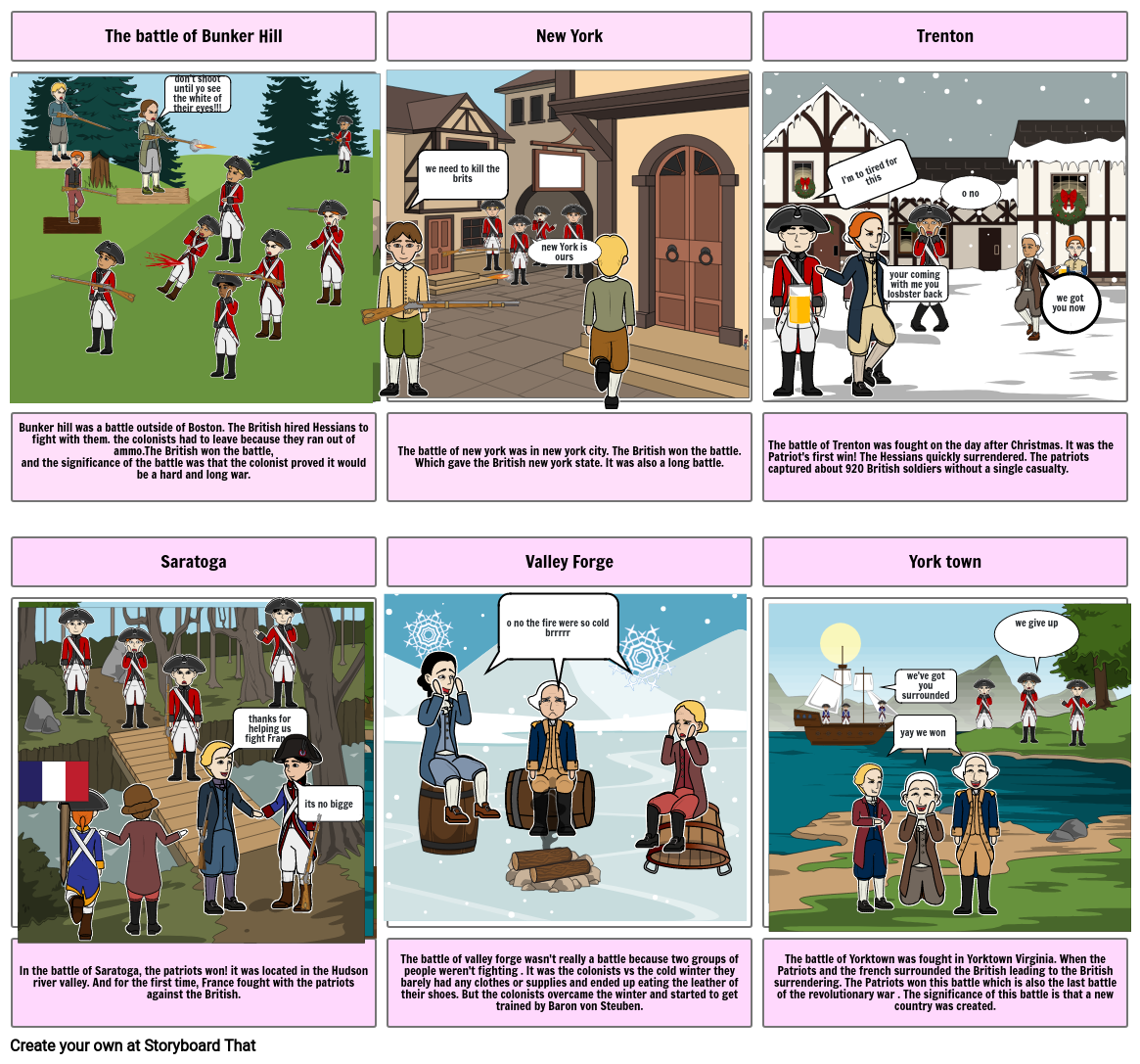 rev war story board Storyboard by courtneyburkeholychild